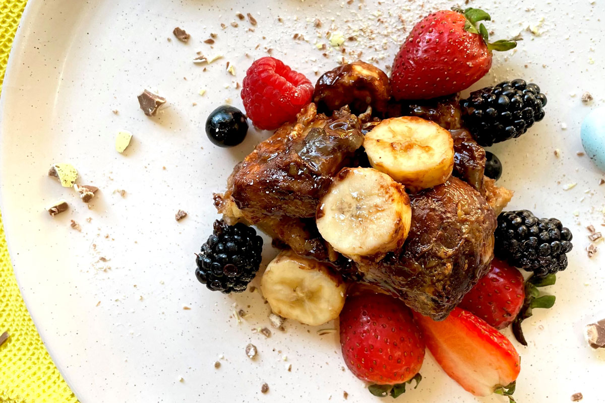 Easter Banana Hot Cross Bun Pudding - Hawthorne Garage